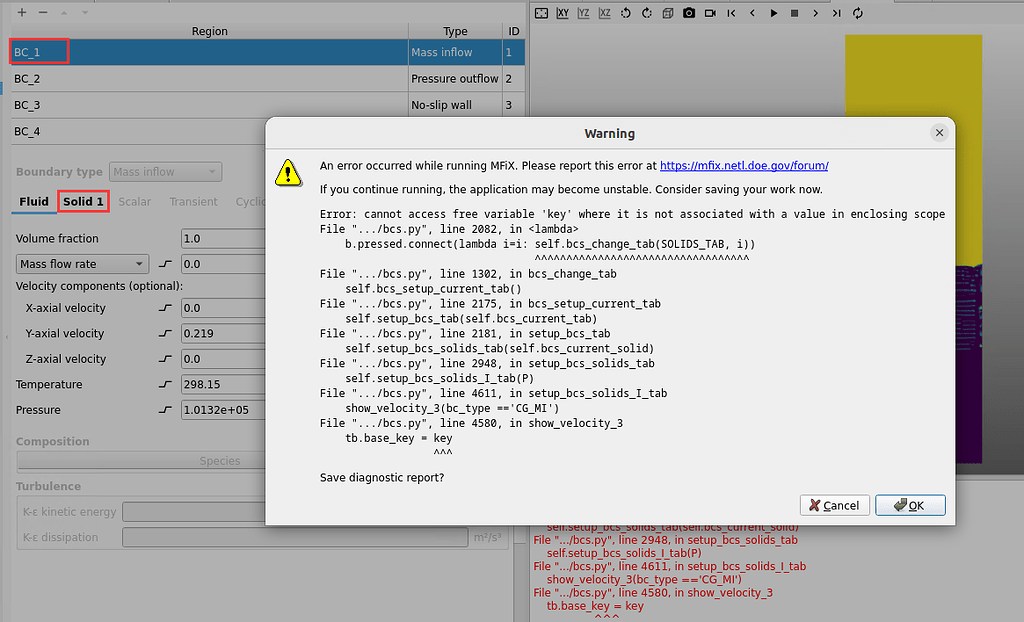 Gui Bug And Solid Phase Cannot Be Fluidized Using Mfix Tfm Bug Report Netl Flow Science